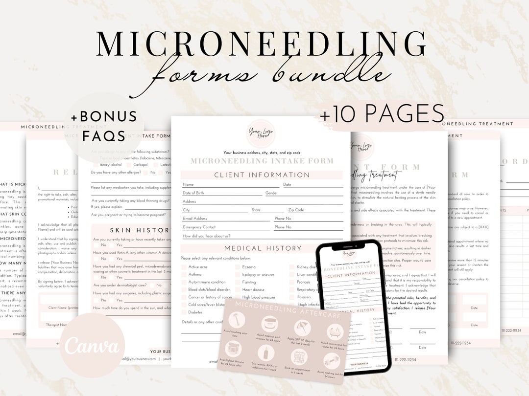 Editable Microneedling Forms Bundle, Microneedling Consent and ...
