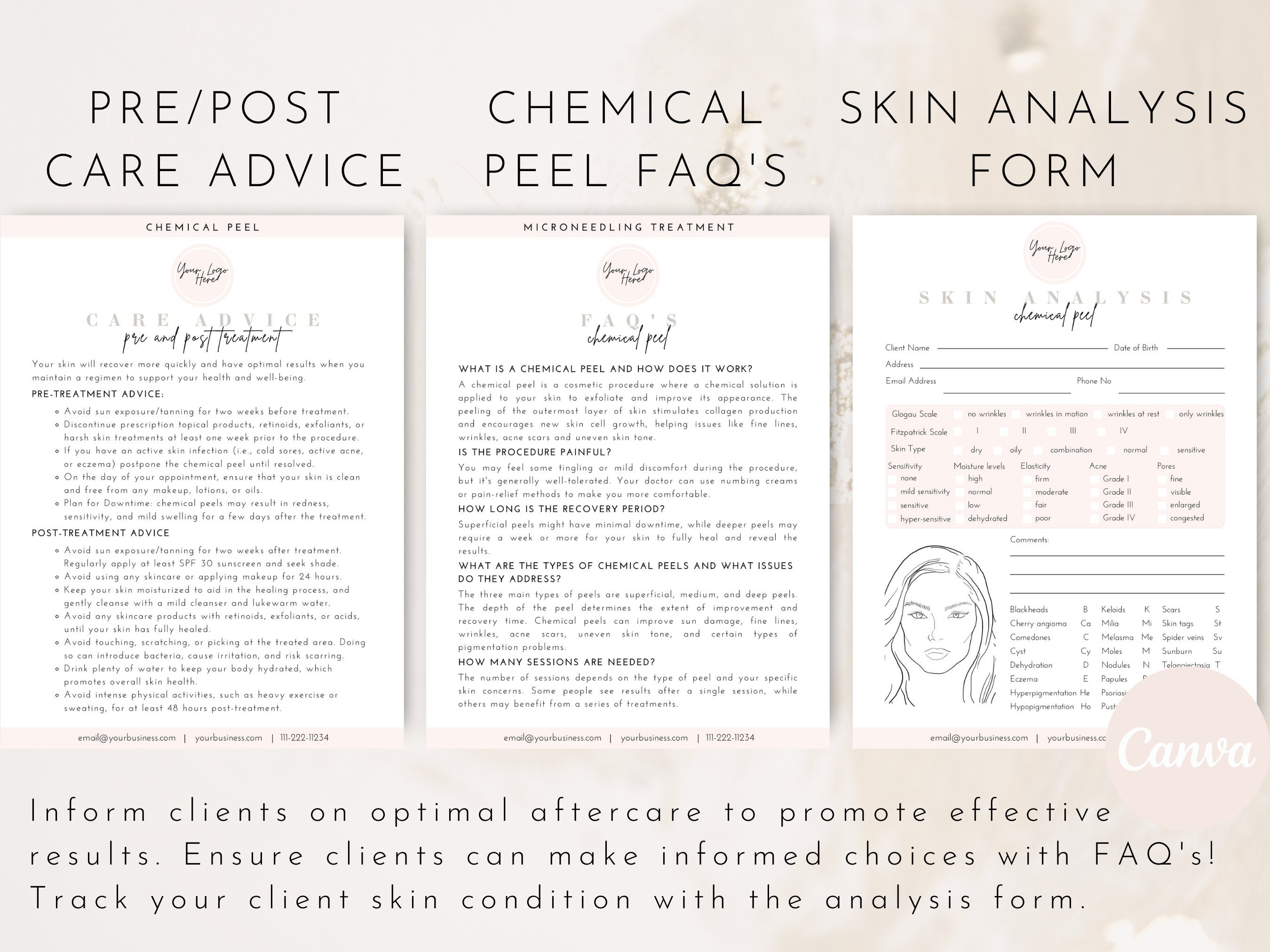 Chemical Peel Consent Forms, Editable Esthetician Template, Chemical ...