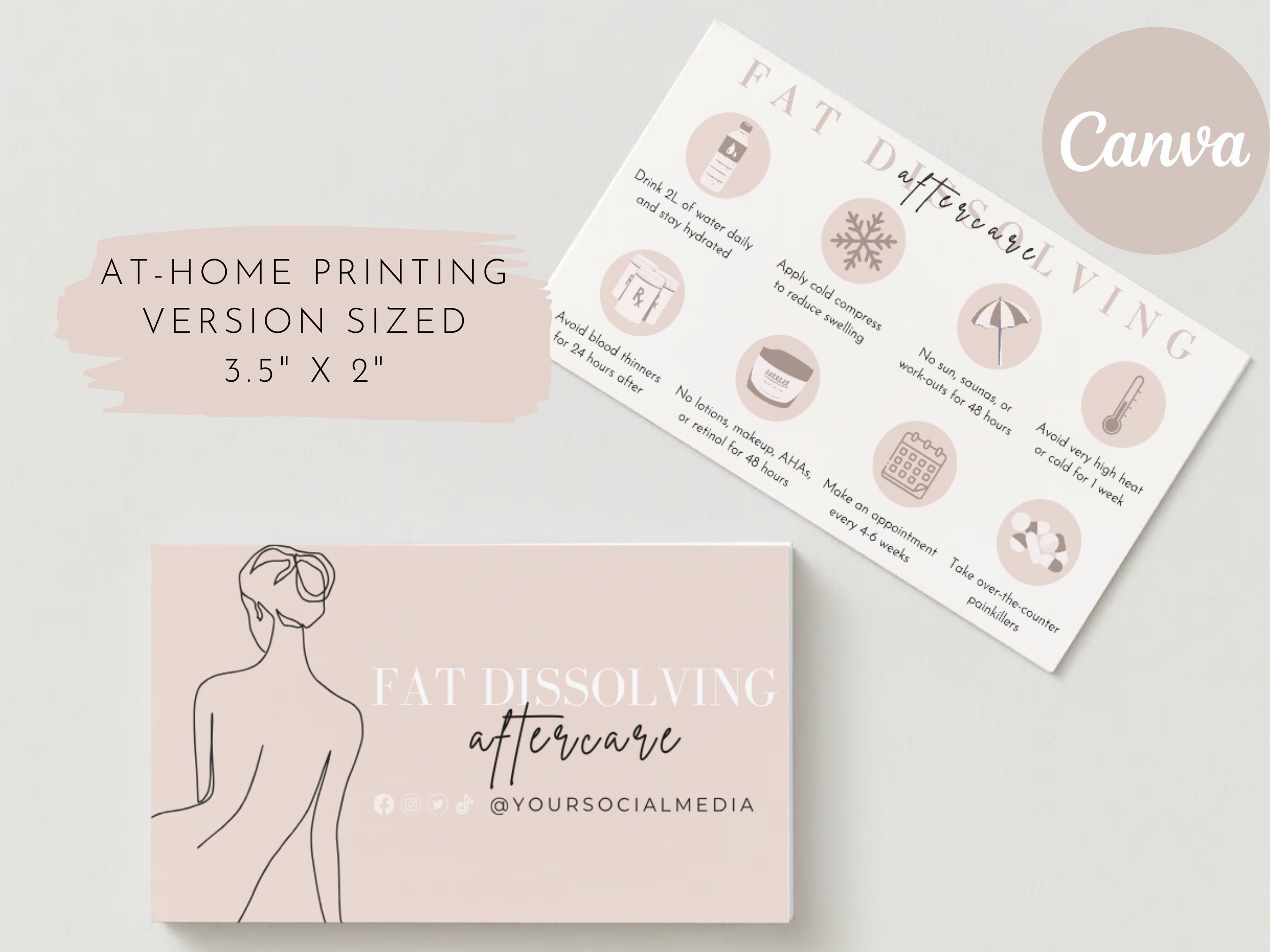 Fat Dissolving Injection Aftercare Cards, Digital Textable Fat ...