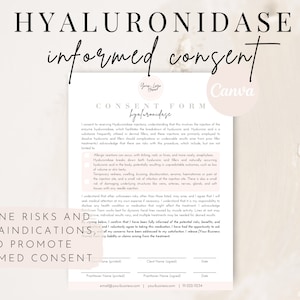 Editable Hyaluronidase Hyalase Filler Reversal Consent Form, HA Dermal ...