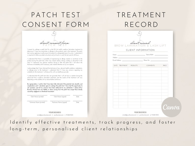 Brow Lamination, Lash Lift, Tint Forms - Editable Lash Consent Forms ...