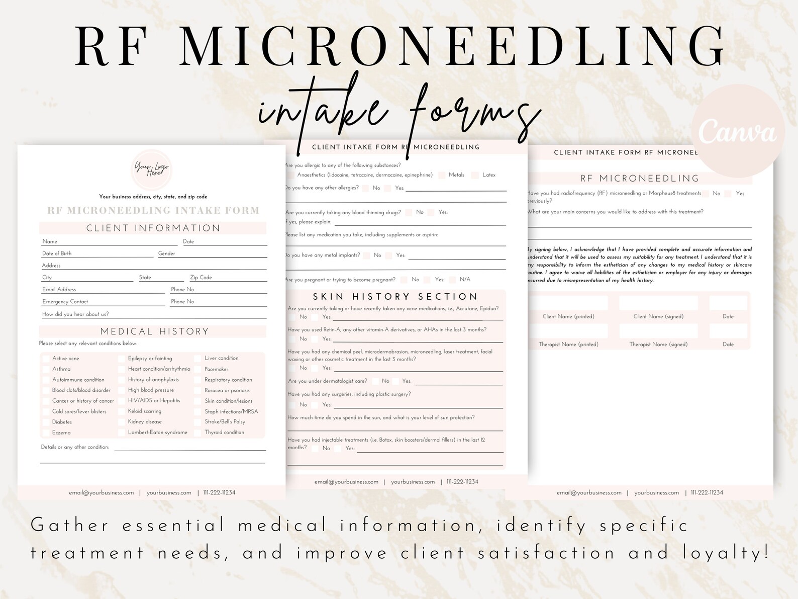 Editable Radio Frequency Microneedling Consent Bundle, RF Skin ...