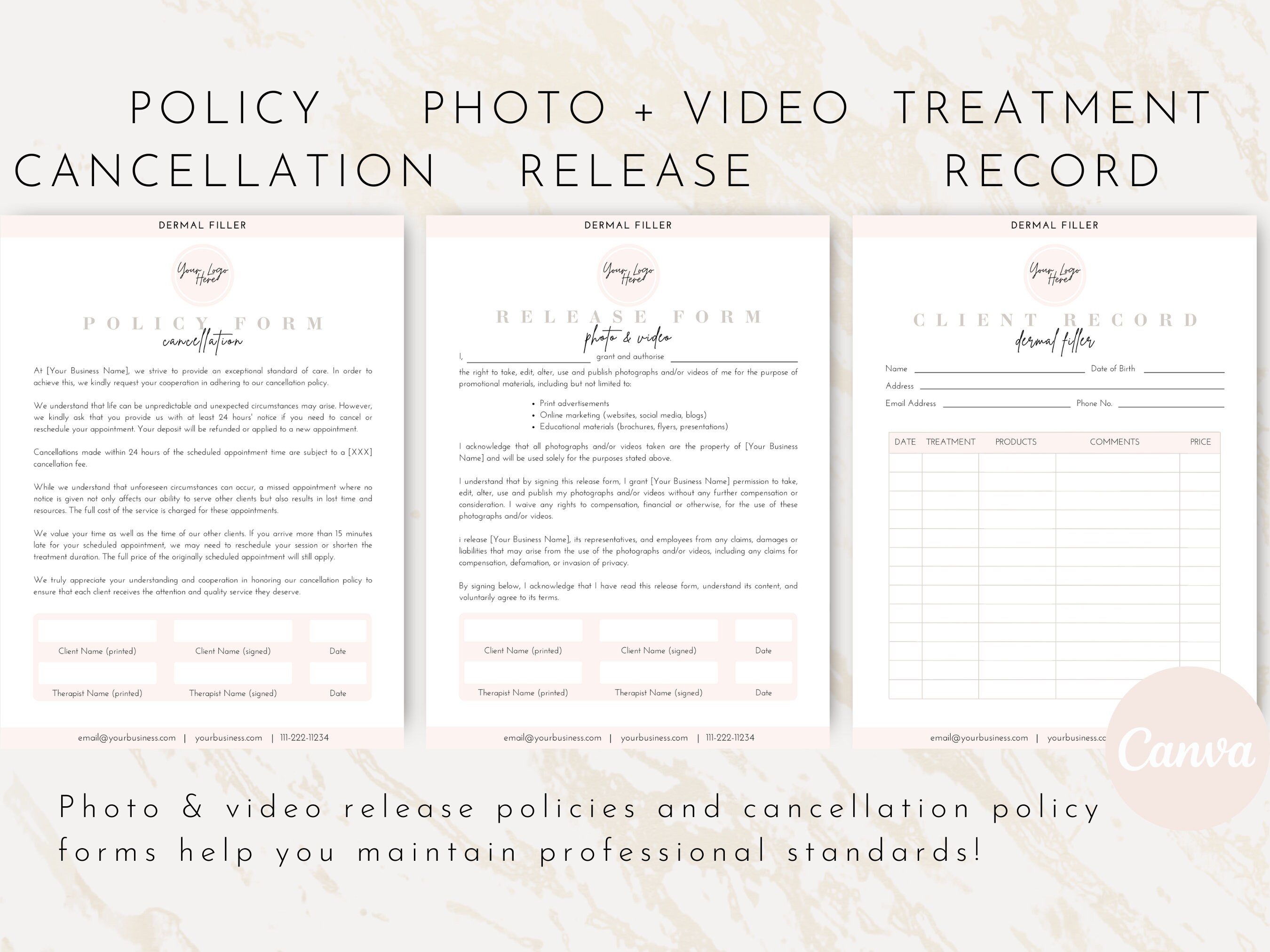 Editable Dermal Filler Consent Intake Form, Dermal Filler Pre Aftercare ...