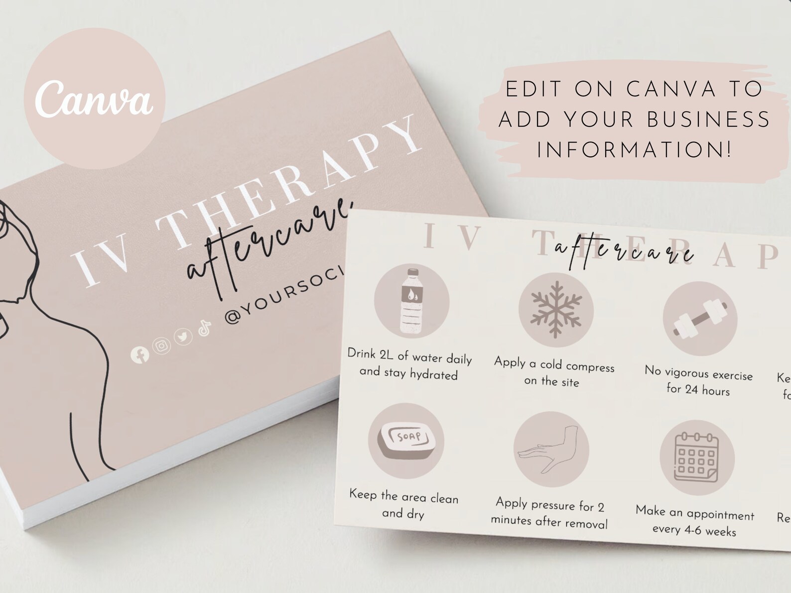 IV Hydration Printable Aftercare Card, Digital Textable IV Therapy Post ...