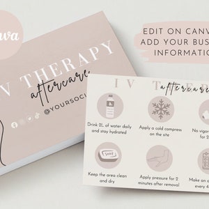 IV Hydration Printable Aftercare Card, Digital Textable IV Therapy Post ...