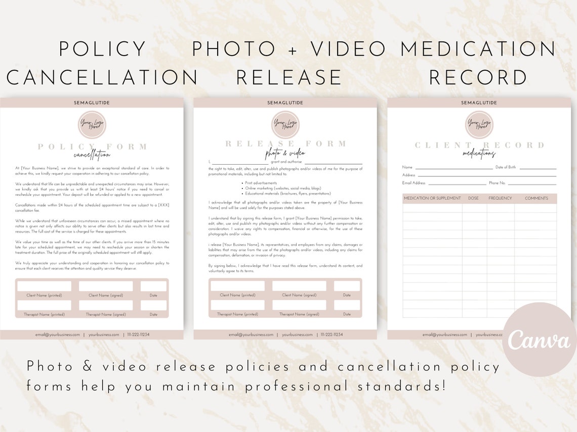 Editable Semaglutide Bundle Forms Template, Weight Loss Business ...