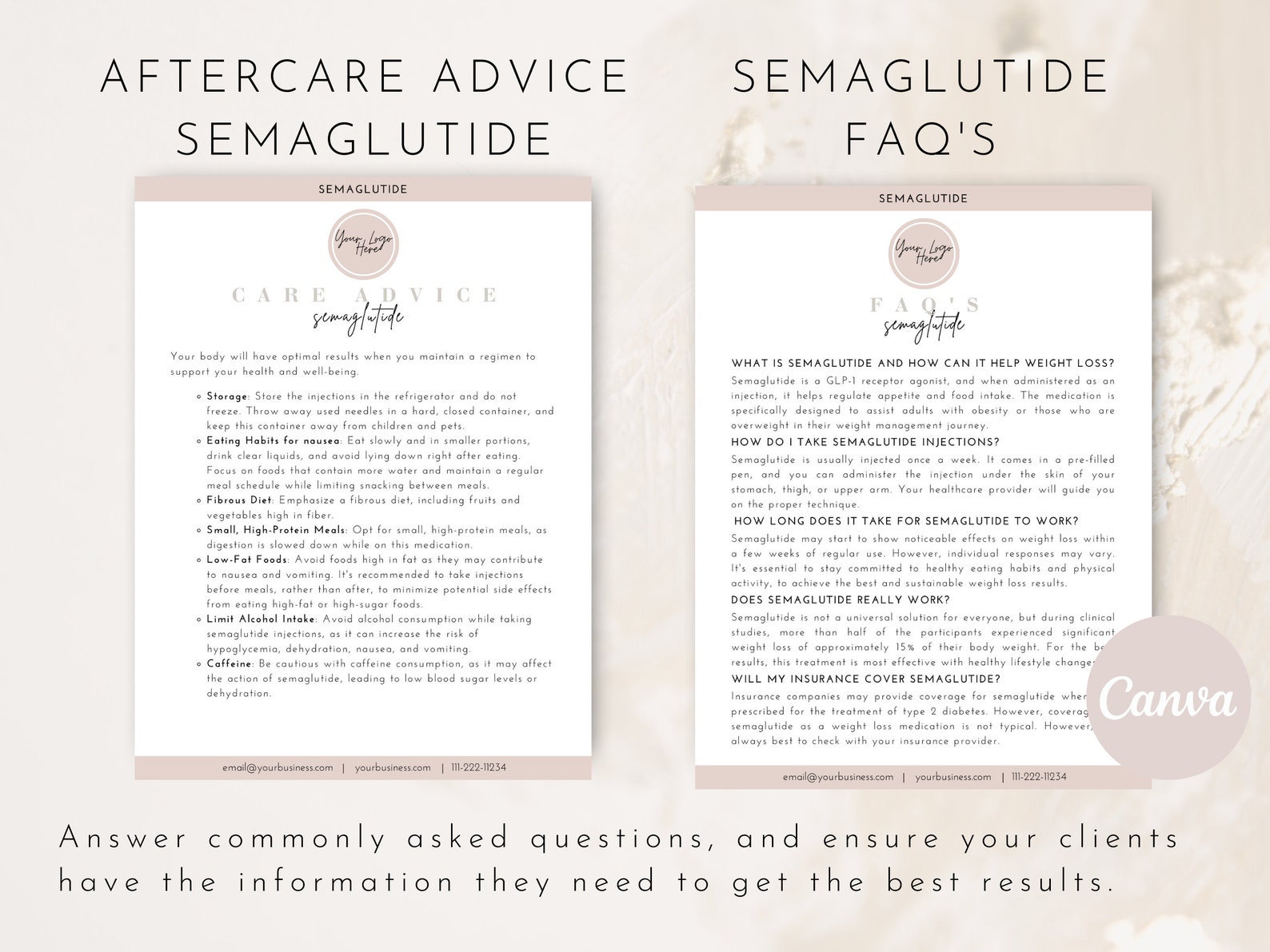 Editable Semaglutide Bundle Forms Template, Weight Loss Business ...