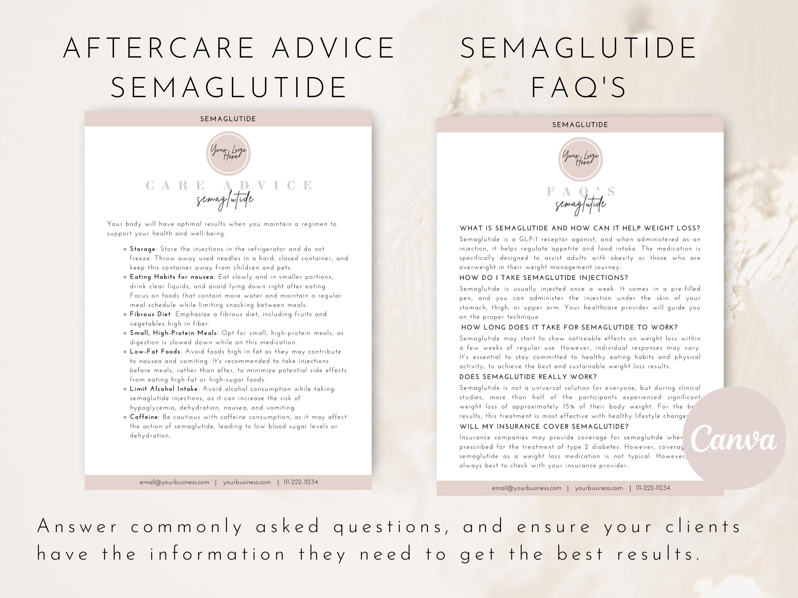 Editable Semaglutide Bundle Forms Template, Weight Loss Business ...