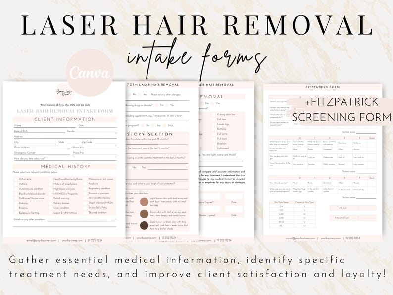 Editable Laser Hair Removal Consent Intake Forms, Printable Laser Hair ...