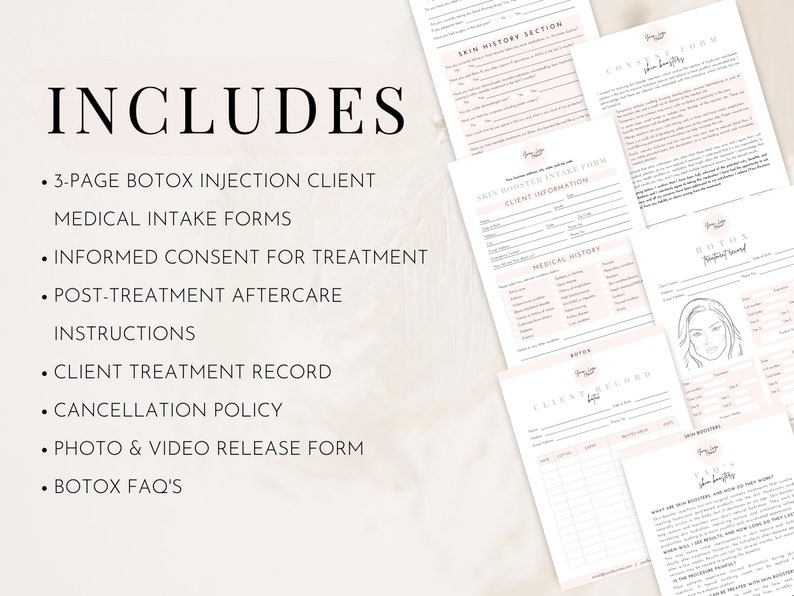 Editable Botox Neurotoxin Consent Intake Form, Botox Pre + Aftercare ...