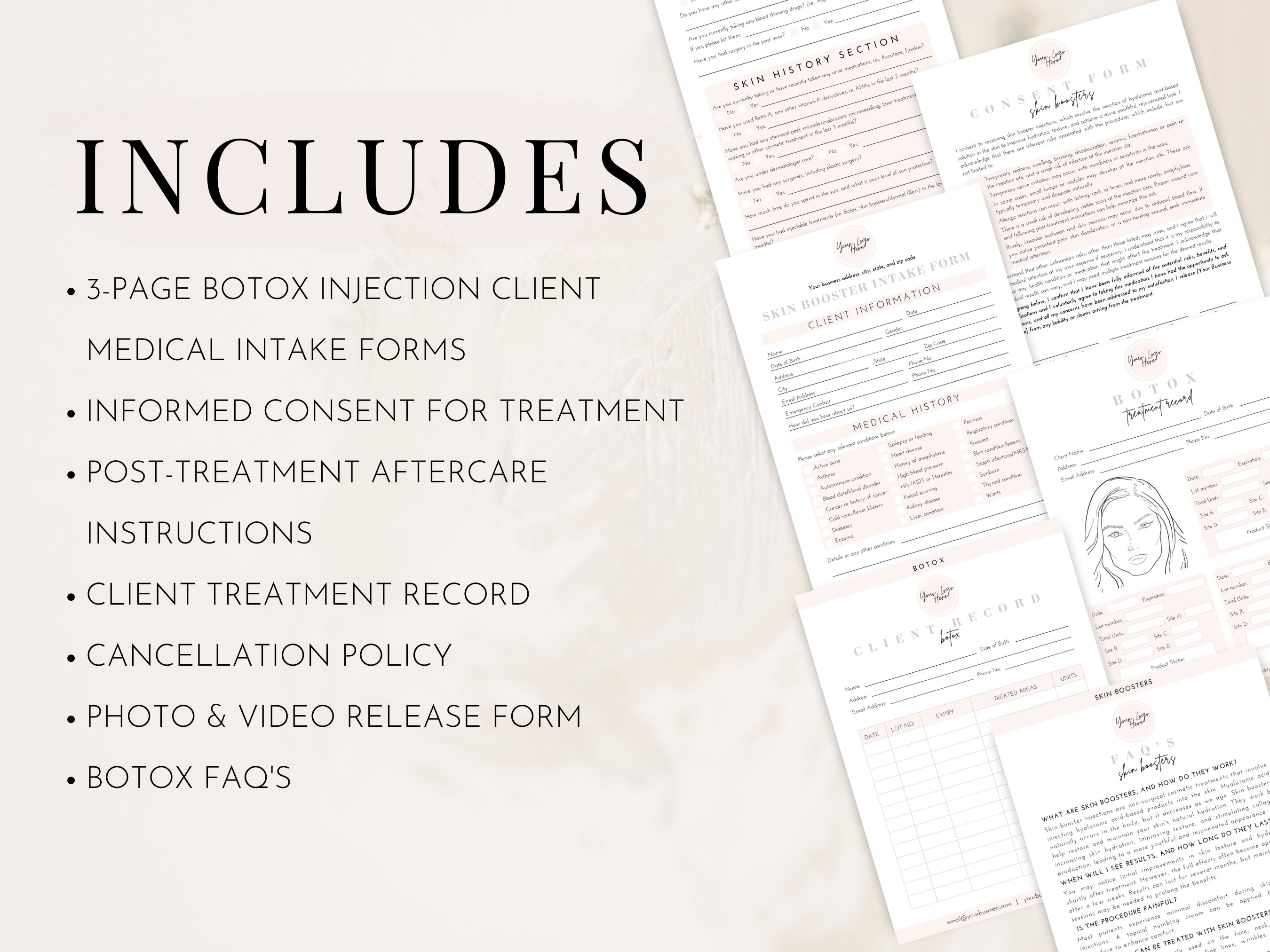 Editable Botox Neurotoxin Consent Intake Form, Botox Pre Aftercare ...