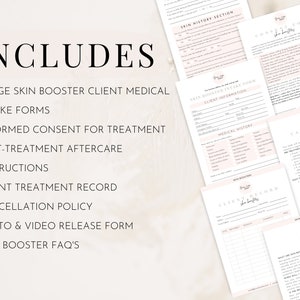 Skin Booster Consent Form Intake Bundle, Editable Facial Fillers ...