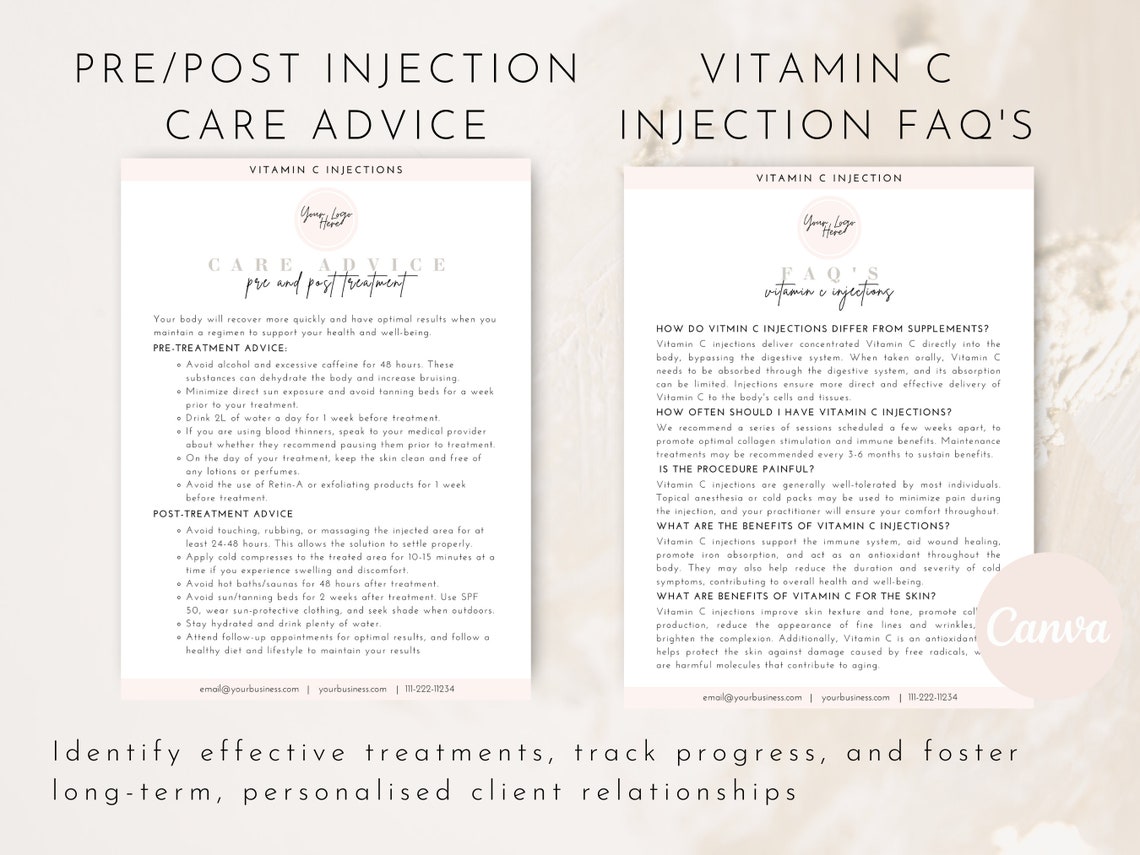 Editable Vitamin C Injection Forms, Consultation Forms, Client Intake ...