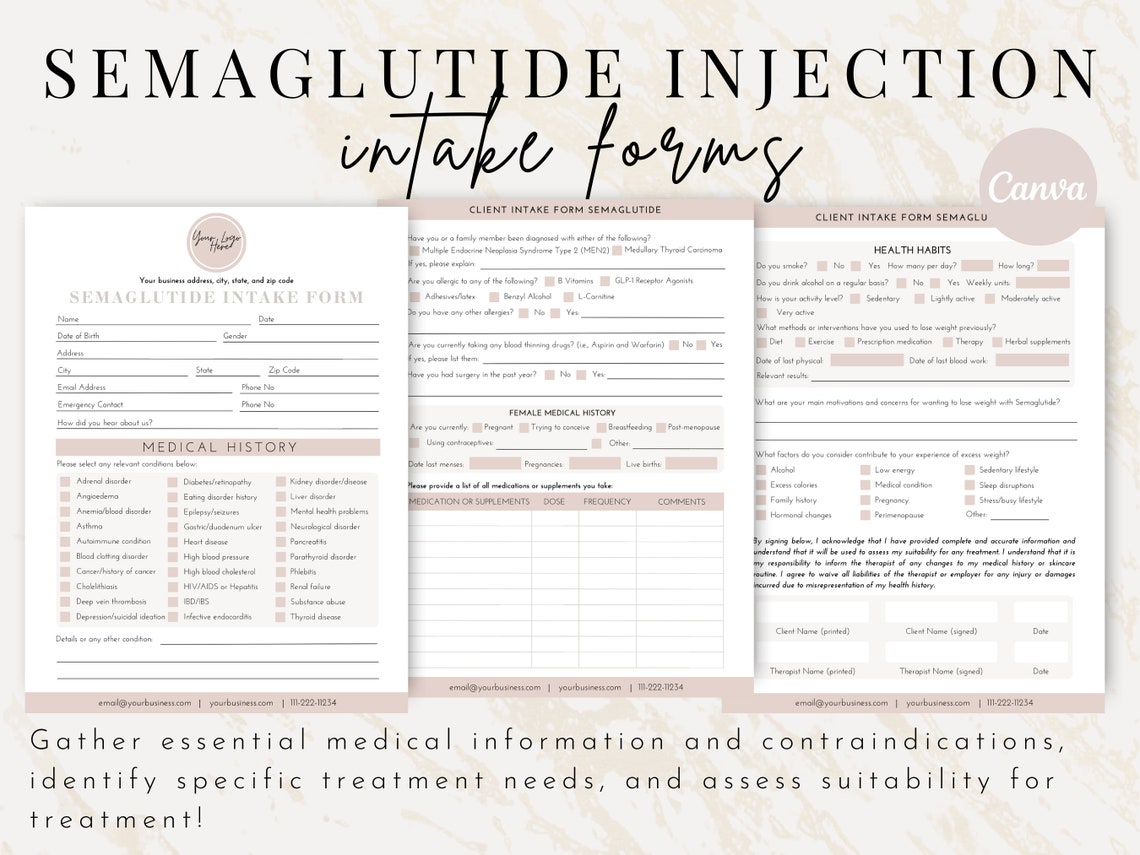 Editable Semaglutide Bundle Forms Template, Weight Loss Business ...