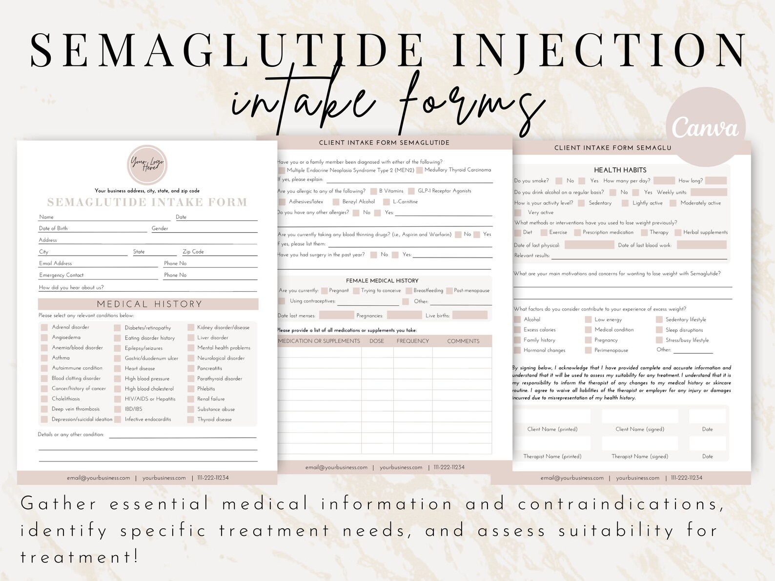 Editable Semaglutide Bundle Forms Template, Weight Loss Business ...