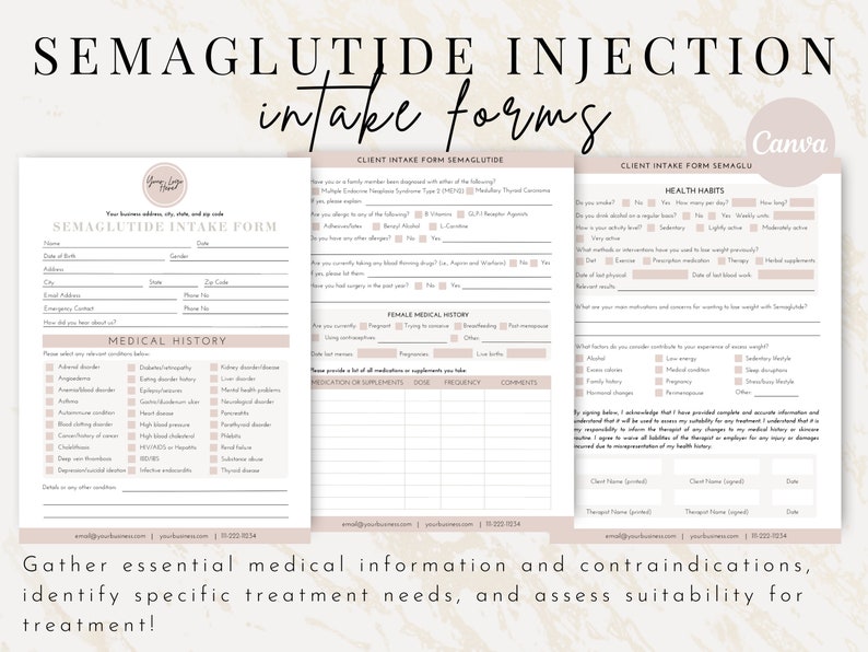 Editable Semaglutide Bundle Forms Template, Weight Loss Business ...