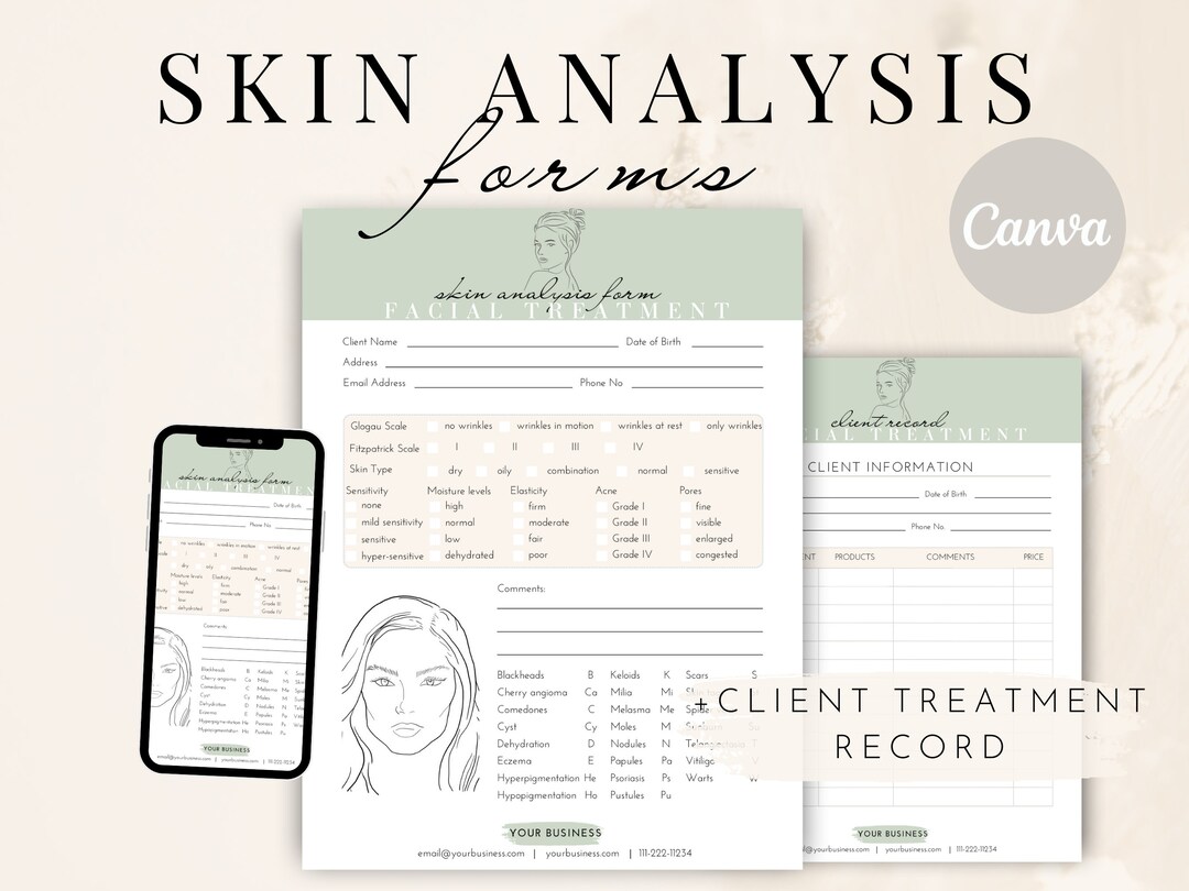 Editable Facial Skin Analysis Form, Esthetician Forms Face Mapping ...