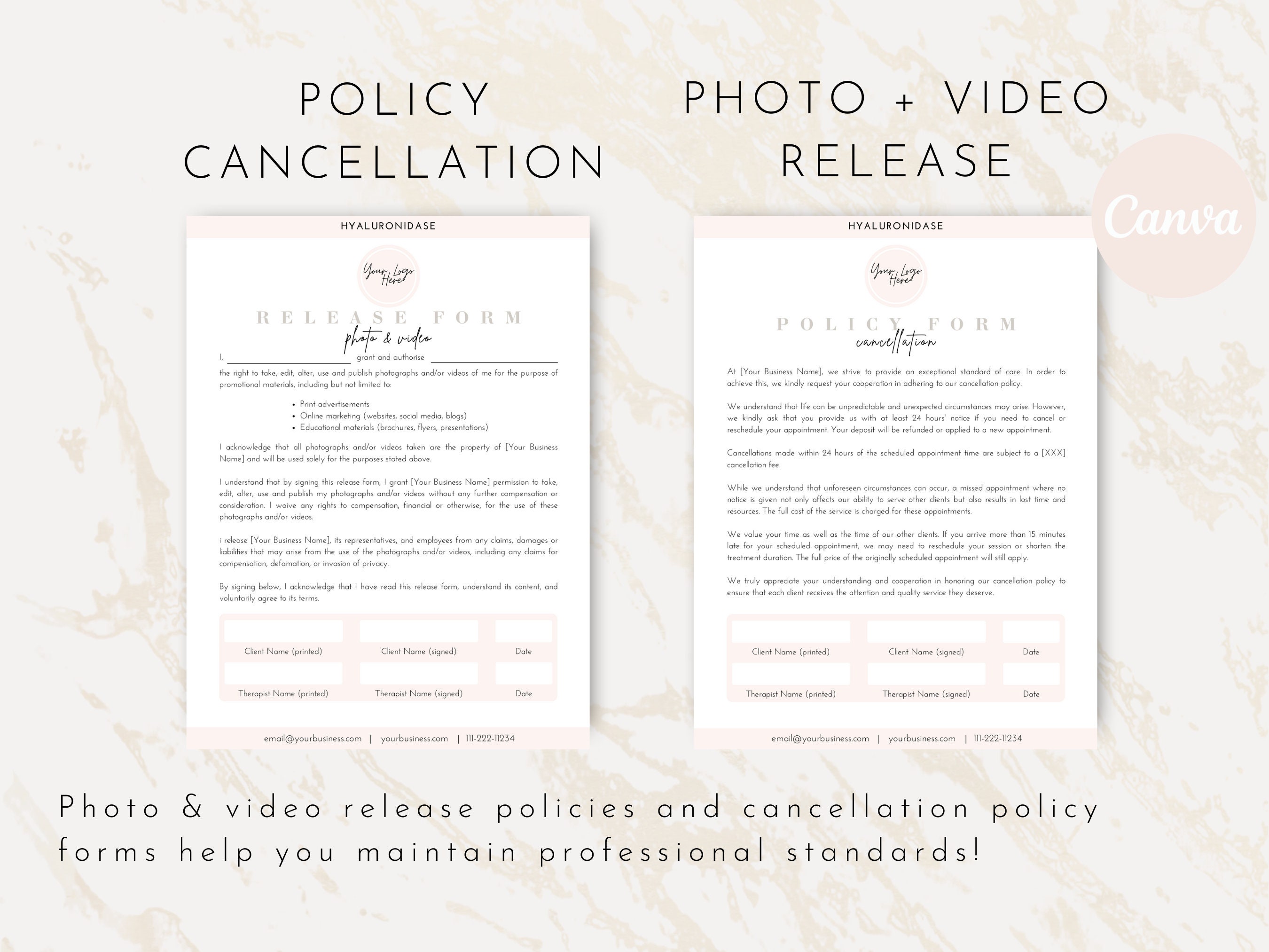 Editable Hyaluronidase Hyalase Filler Reversal Consent Form, HA Dermal ...