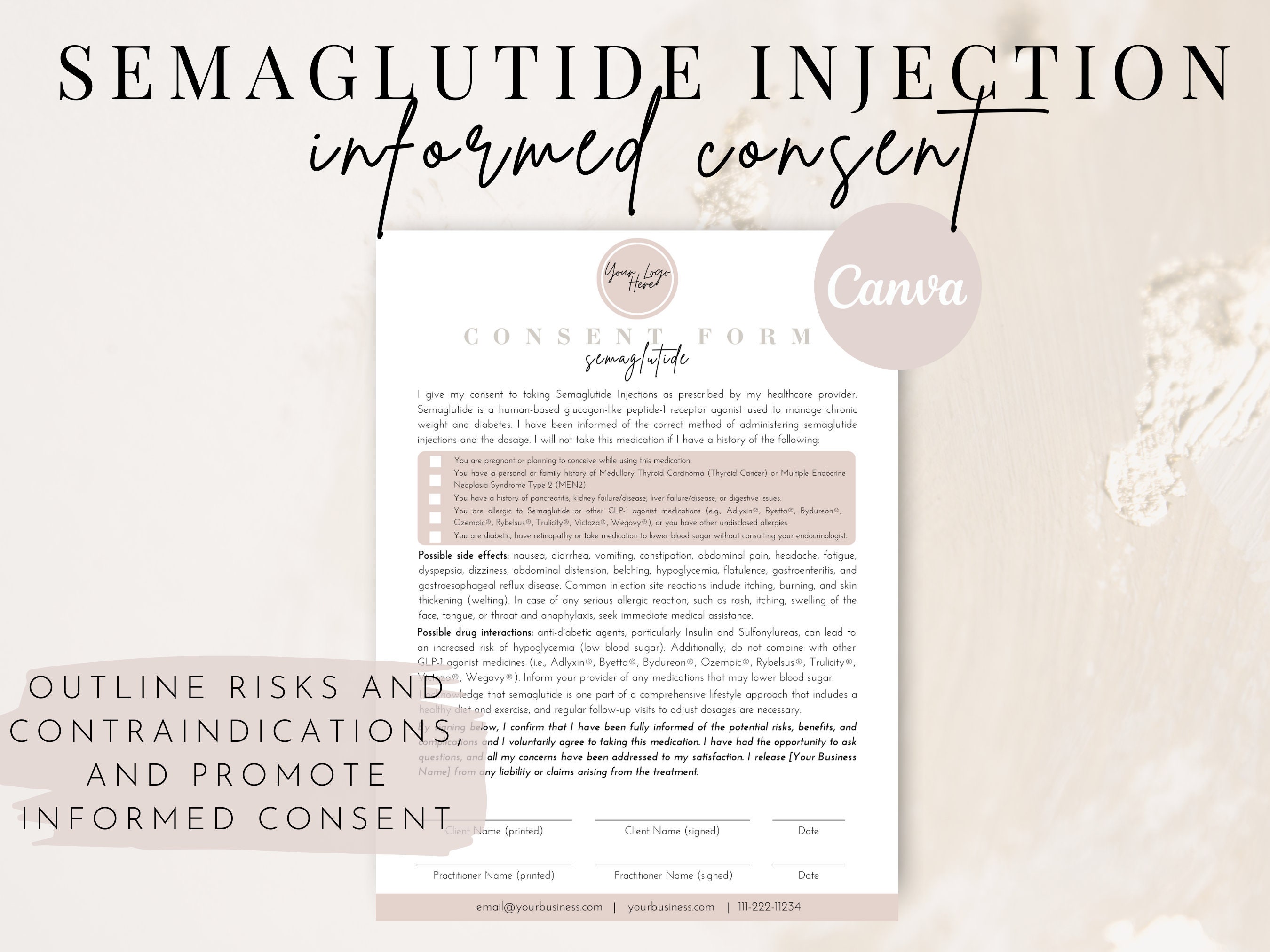 Editable Semaglutide Bundle Forms Template, Weight Loss Business ...