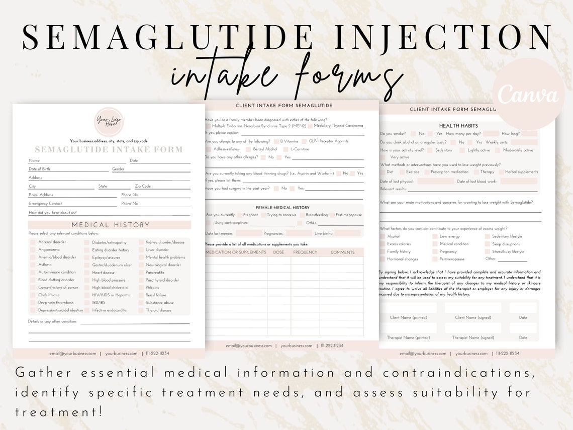 Editable Semaglutide Bundle Forms, Weight Loss Injection Consent ...