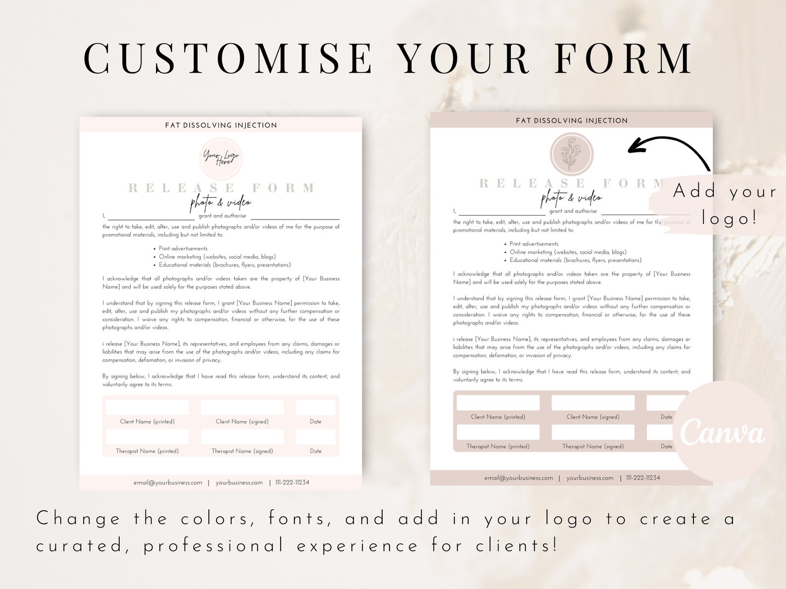 Fat Dissolving Injections Business Form, Fat Dissolving Consent Forms ...