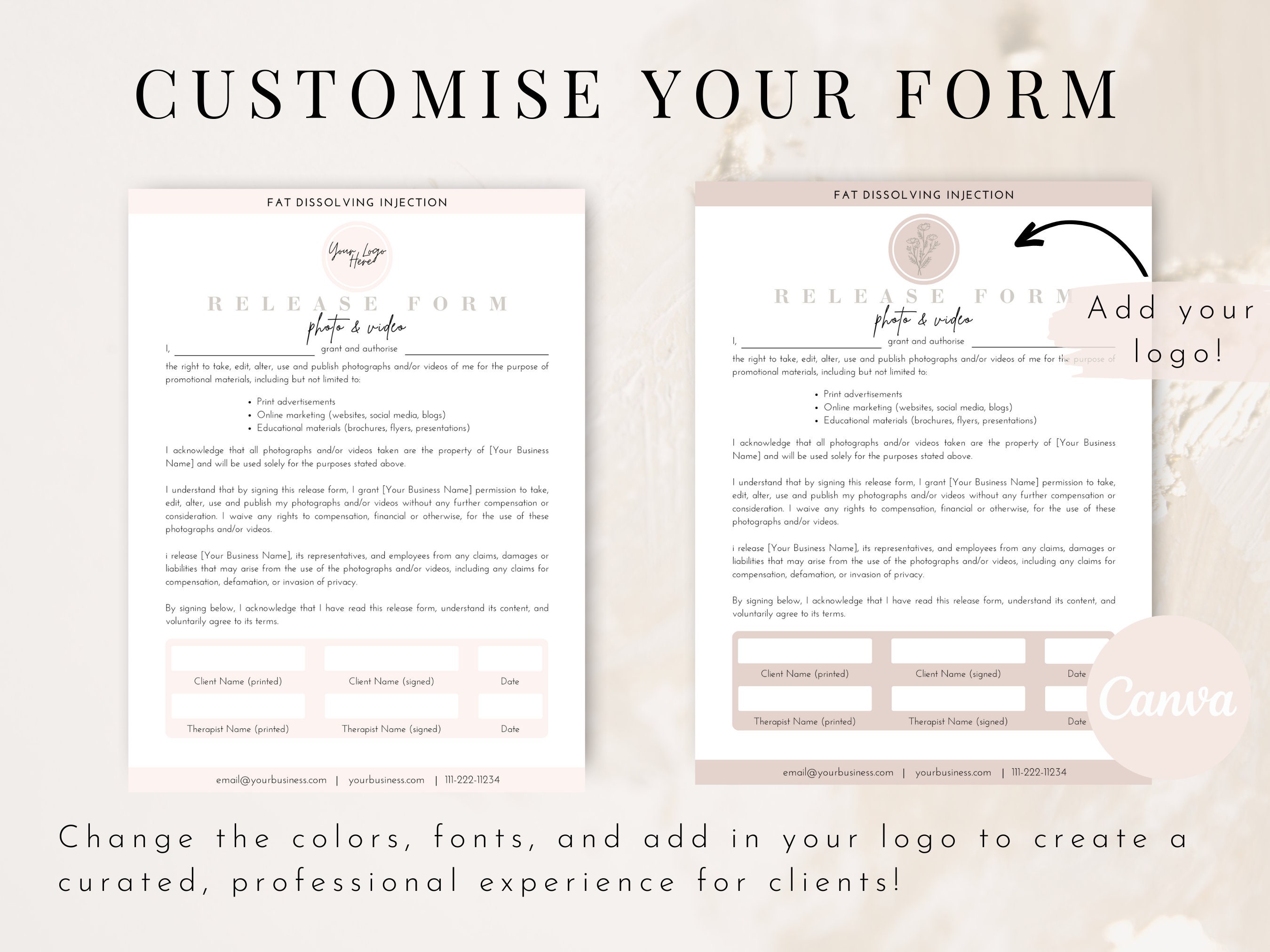 Fat Dissolving Injections Business Form, Fat Dissolving Consent Forms ...