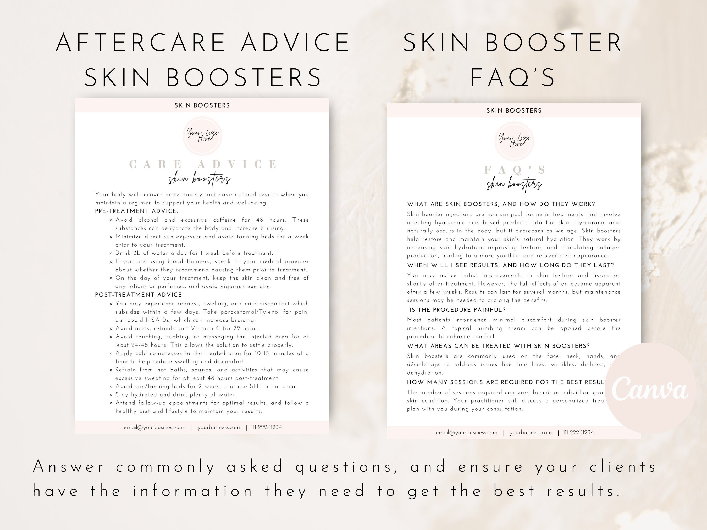 Skin Booster Consent Form Intake Bundle, Editable Facial Fillers ...