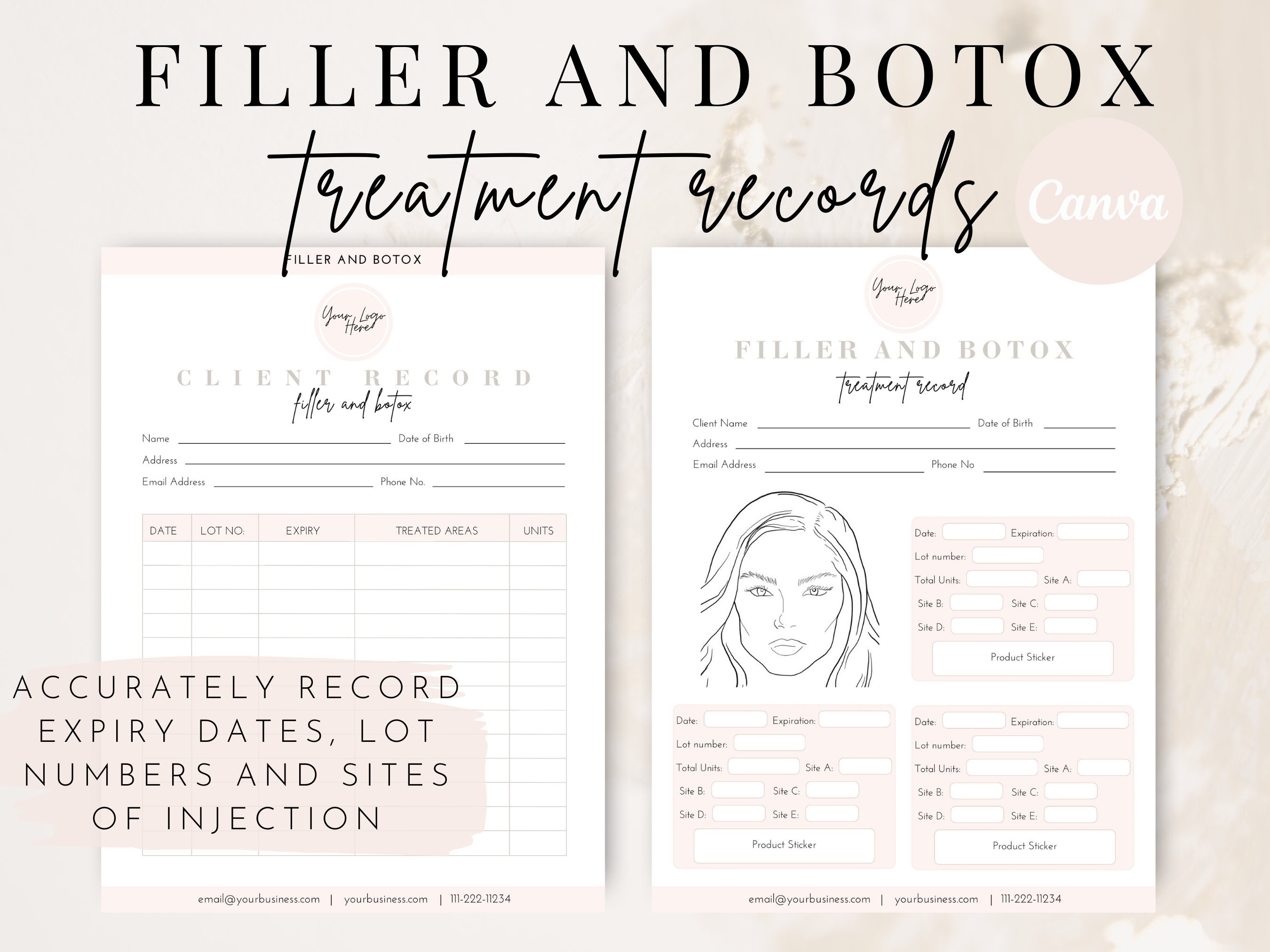 Editable Botox and Dermal Filler Consent Intake Bundle, Injectable Skin ...