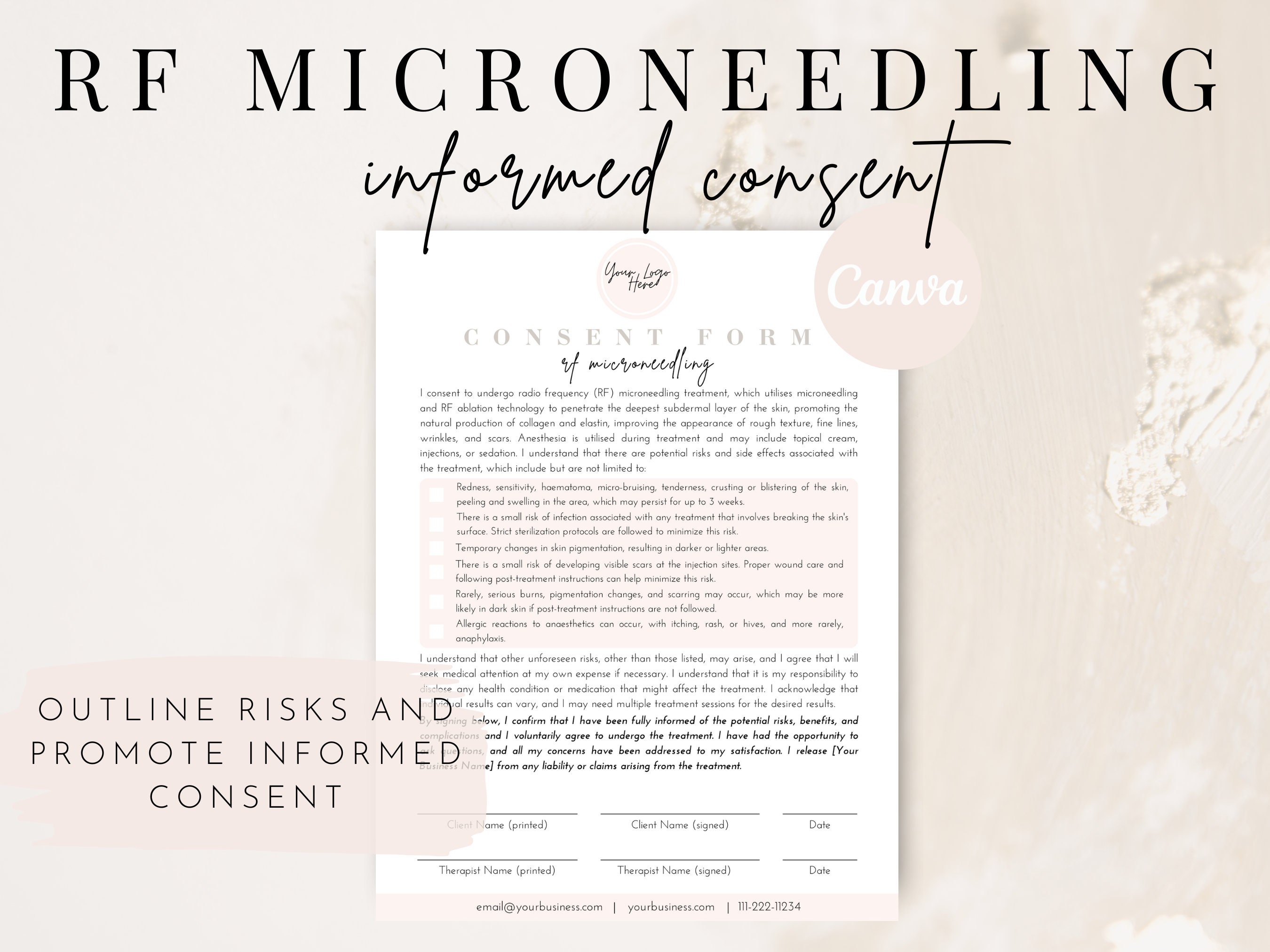 Editable Radio Frequency Microneedling Consent Bundle, RF Skin ...
