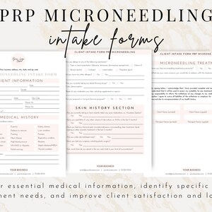 Editable PRP Microneedling Consent Consultation Forms Bundle, Platelet ...