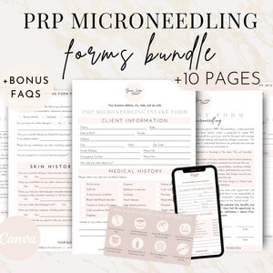 Editable PRP Microneedling Consent Consultation Forms Bundle, Platelet ...