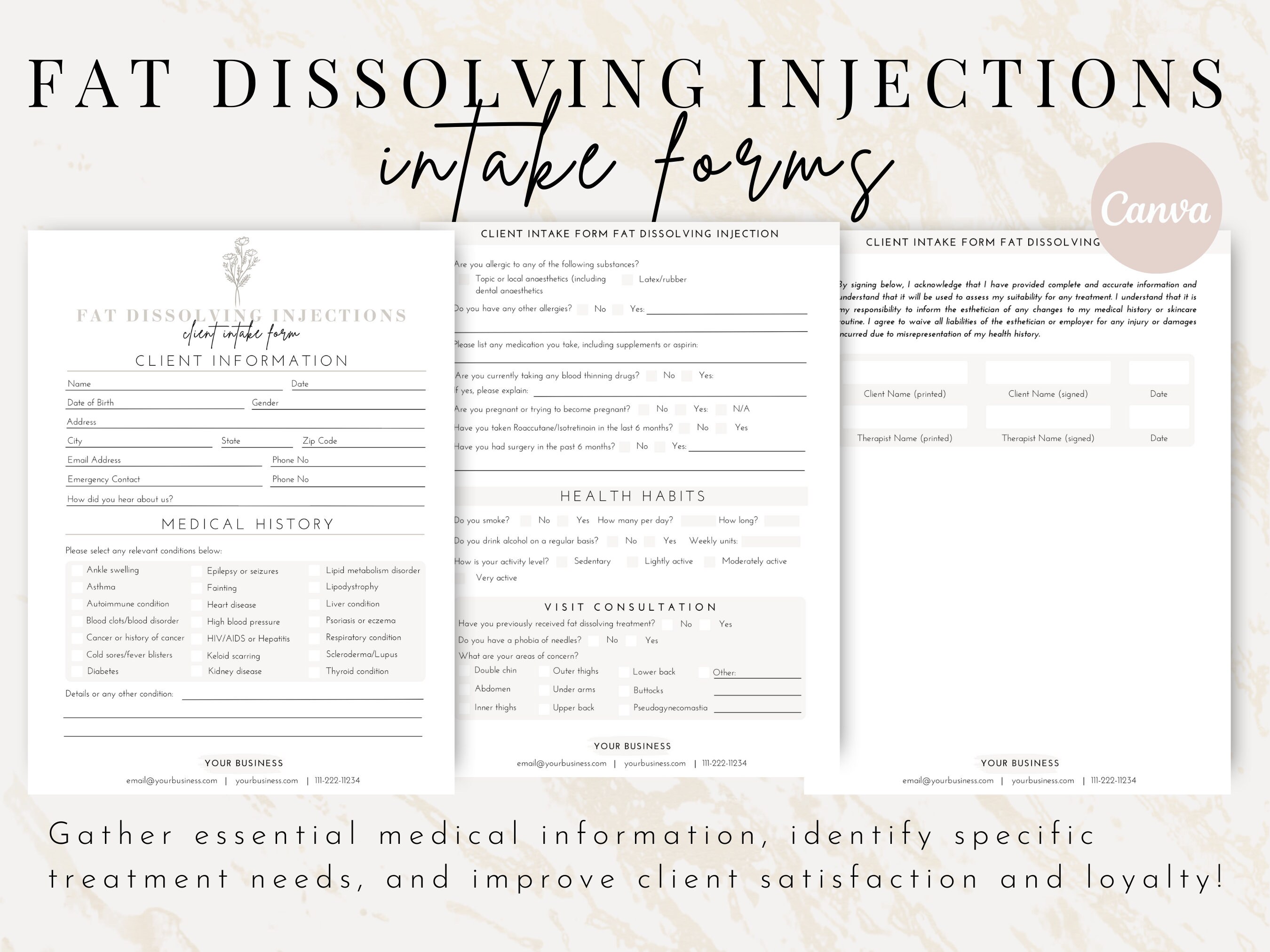 Fat Dissolving Injections Business Form, Fat Dissolving Consent Forms ...