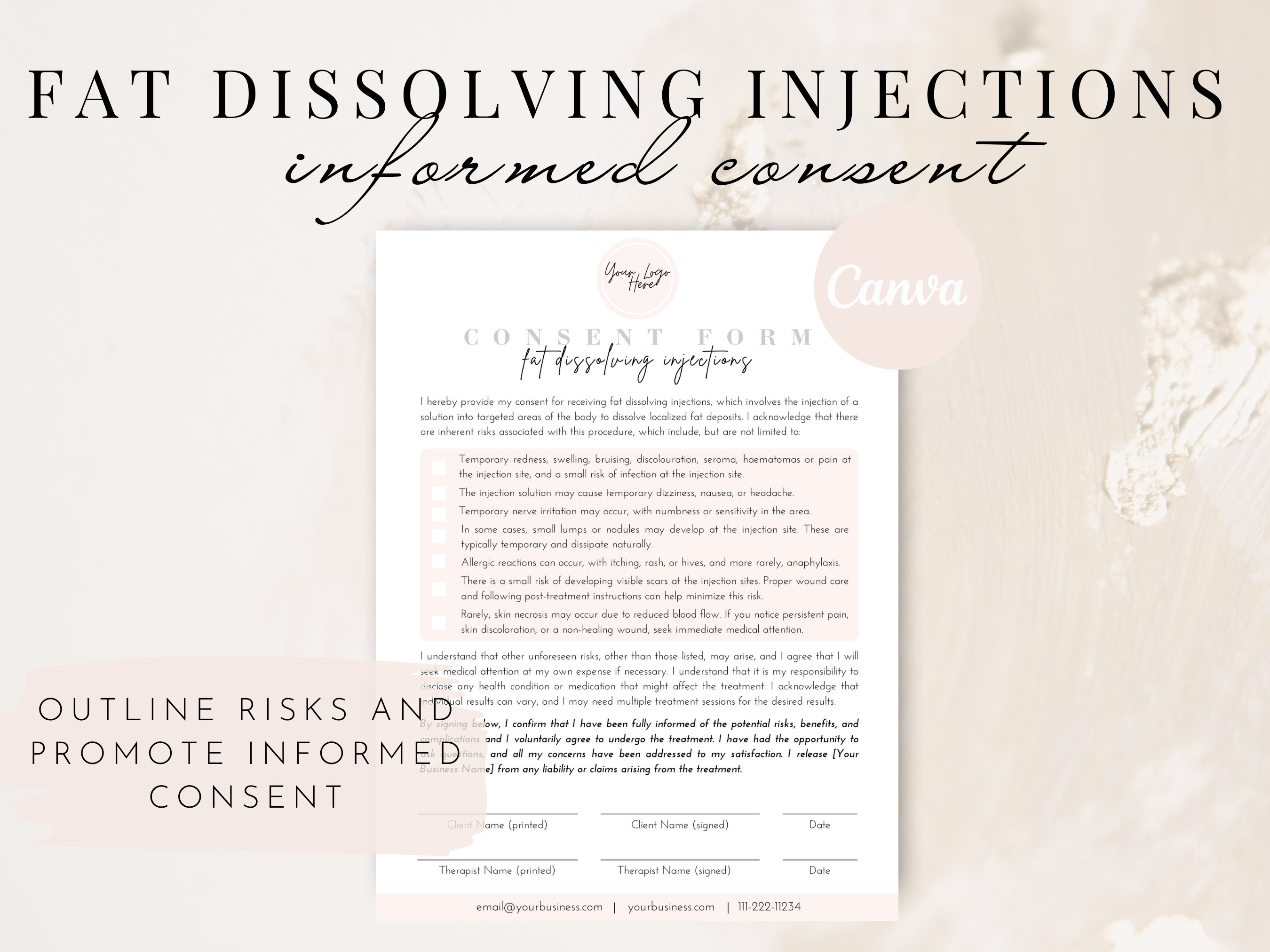 Fat Dissolving Injections Business Form, Fat Dissolving Consent Forms ...