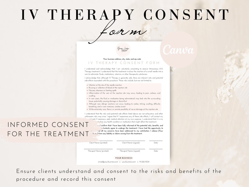 IV Therapy Consent Form, Intravenous Therapy Client Forms, Iv Infusion ...