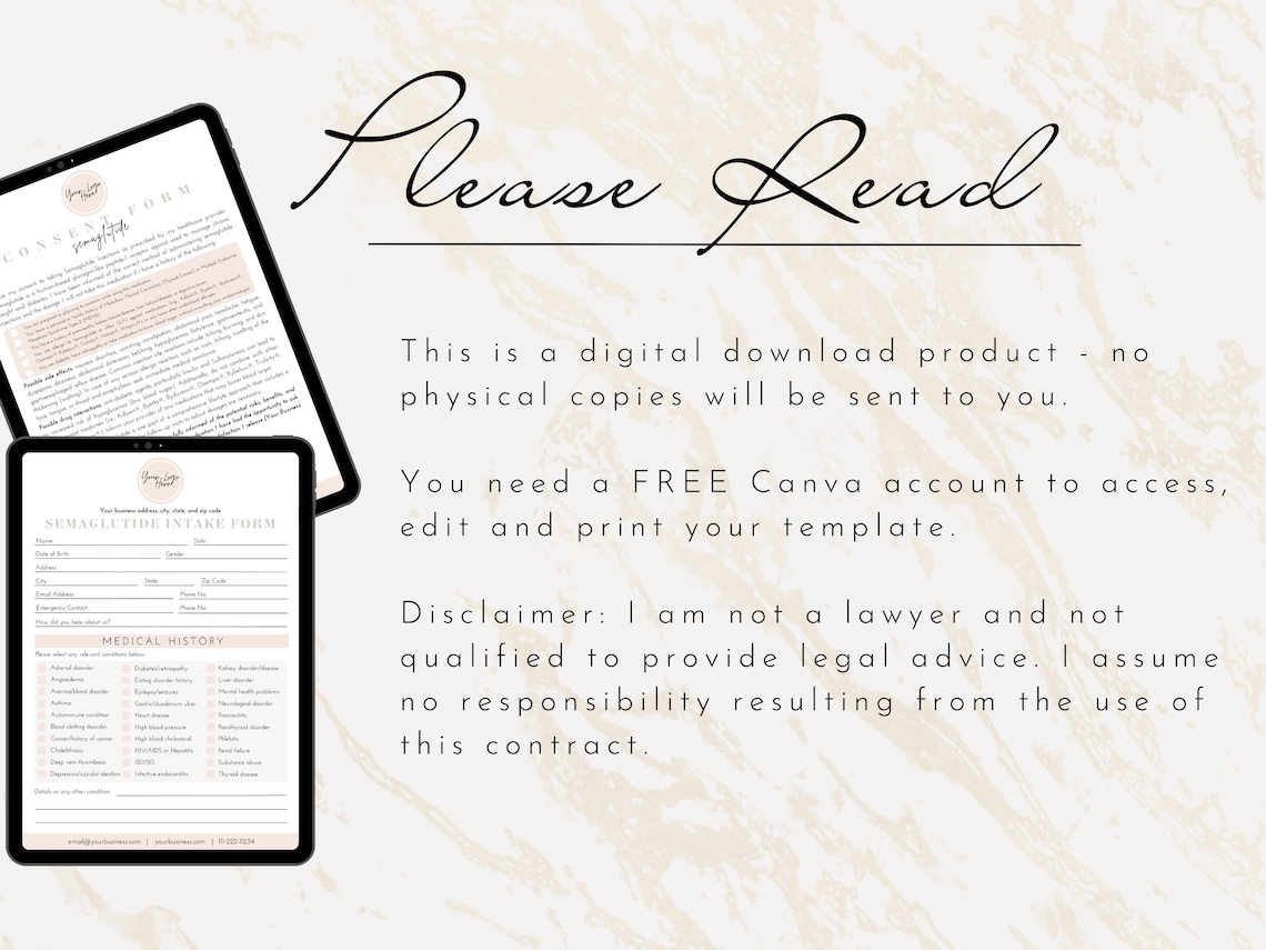 Editable Semaglutide Bundle Forms, Weight Loss Injection Consent ...