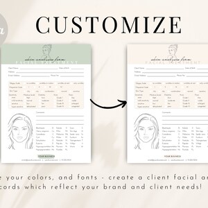 Editable Facial Skin Analysis Form, Esthetician Forms Face Mapping ...
