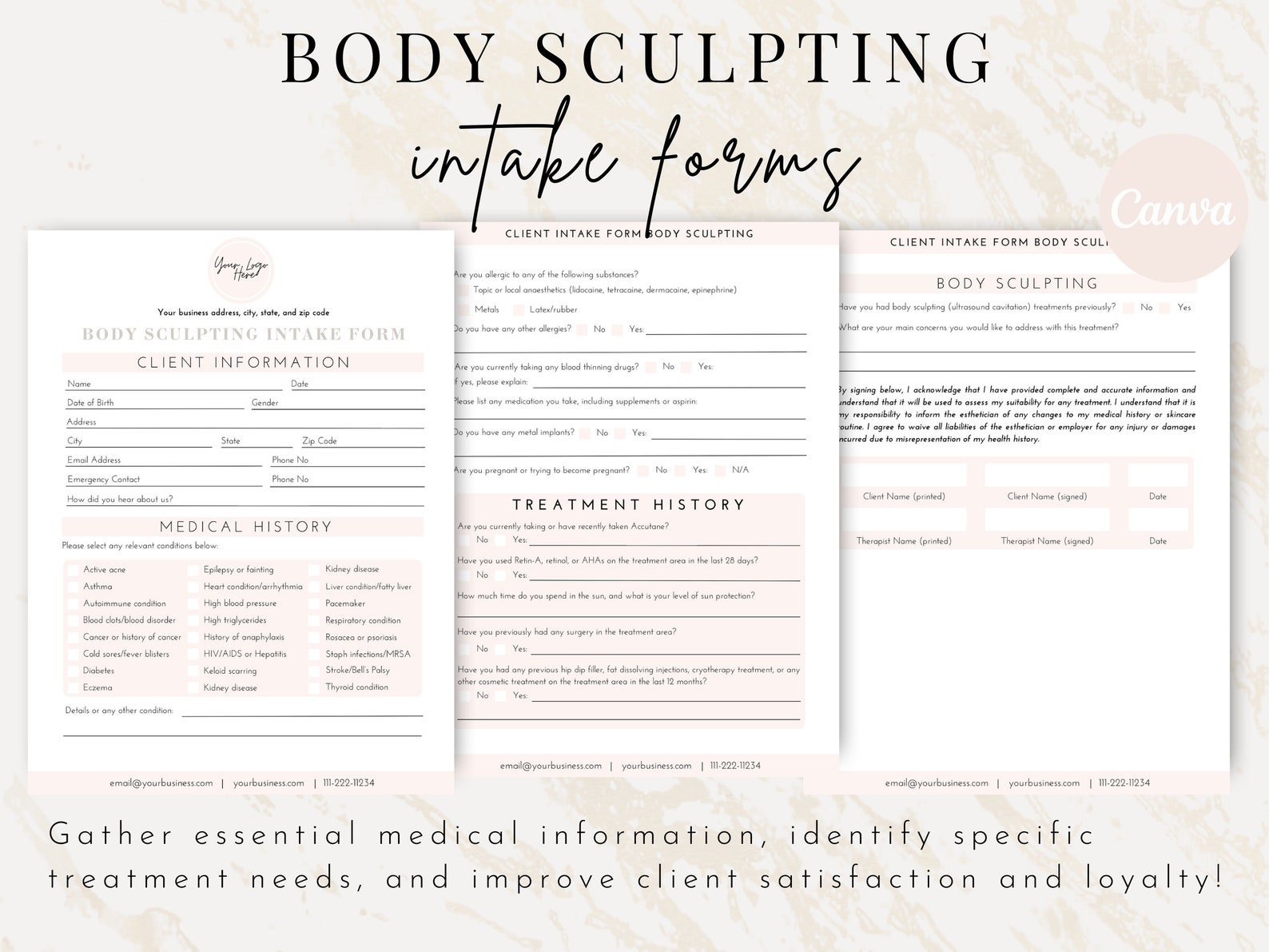 Editable Body Sculpting Ultrasound Cavitation Consent Intake Forms ...