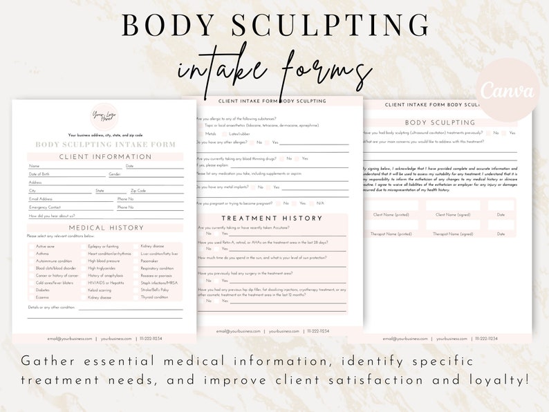 Editable Body Sculpting Ultrasound Cavitation Consent Intake Forms ...