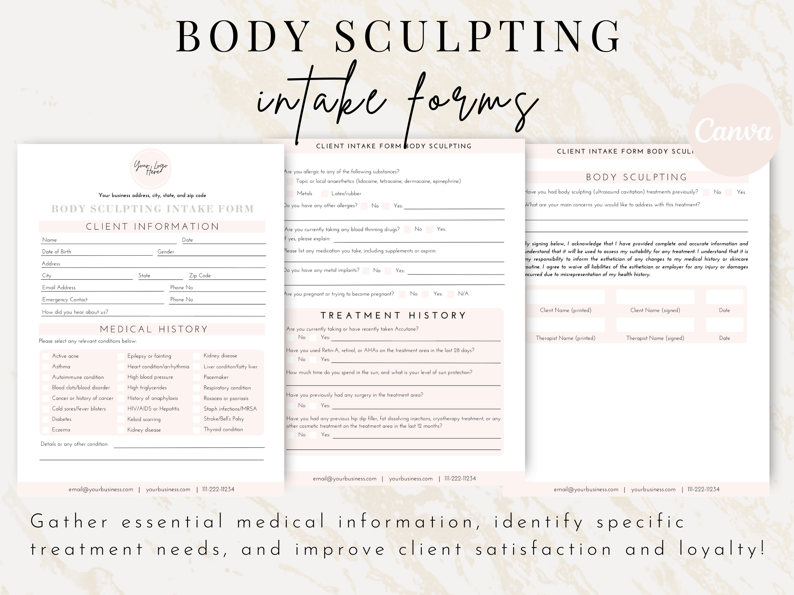 Editable Body Sculpting Ultrasound Cavitation Consent Intake Forms ...