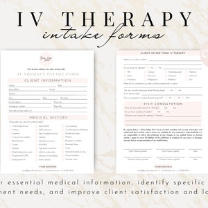 IV Therapy Consent Intake Forms Bundle, Intravenous Therapy Client ...