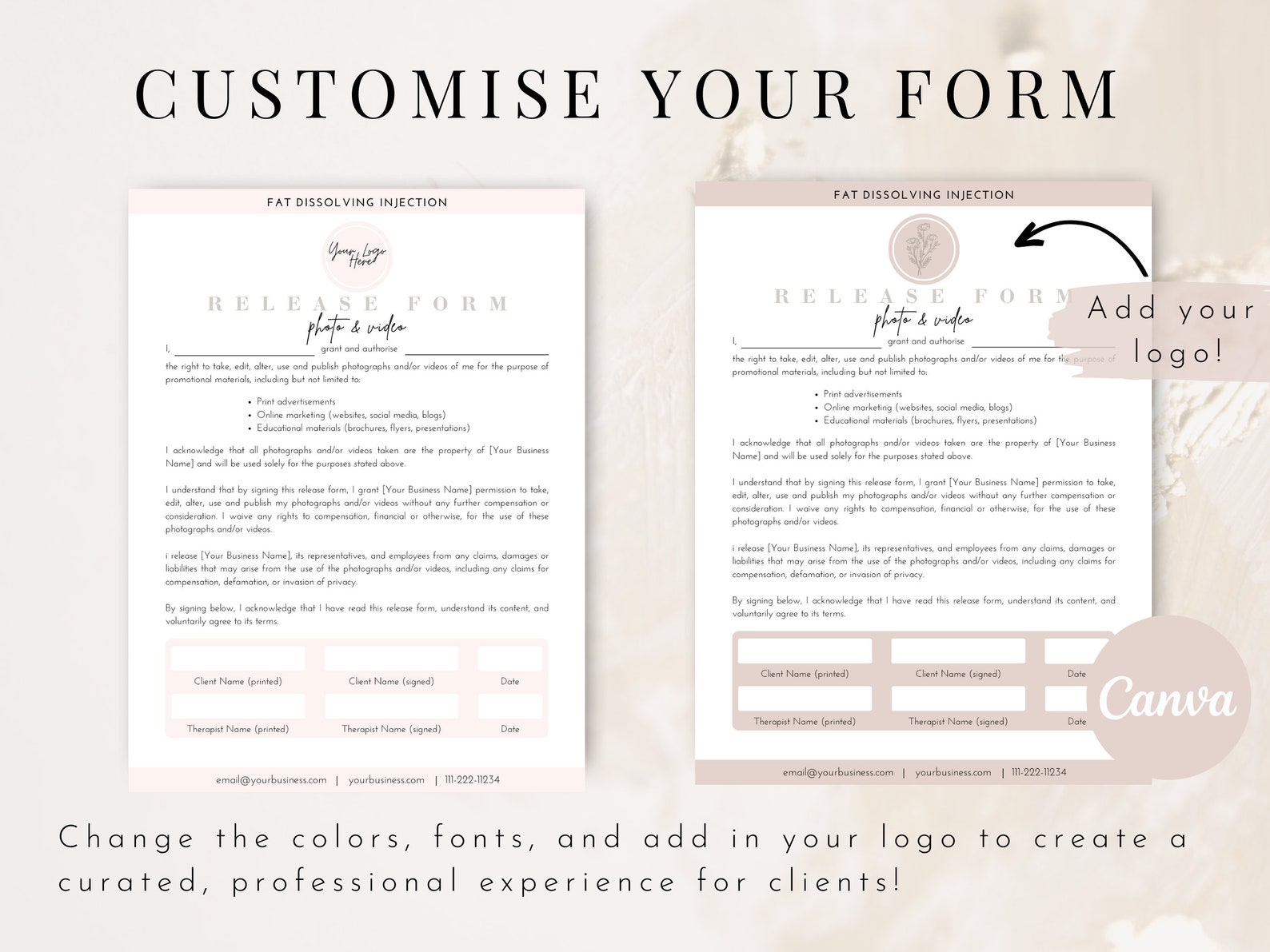 Editable PRP Injection Hair Loss Consent Intake Forms, Platelet Rich ...