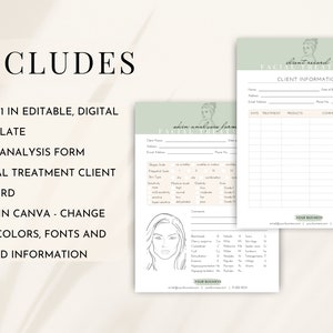 Editable Facial Skin Analysis Form, Esthetician Forms Face Mapping ...