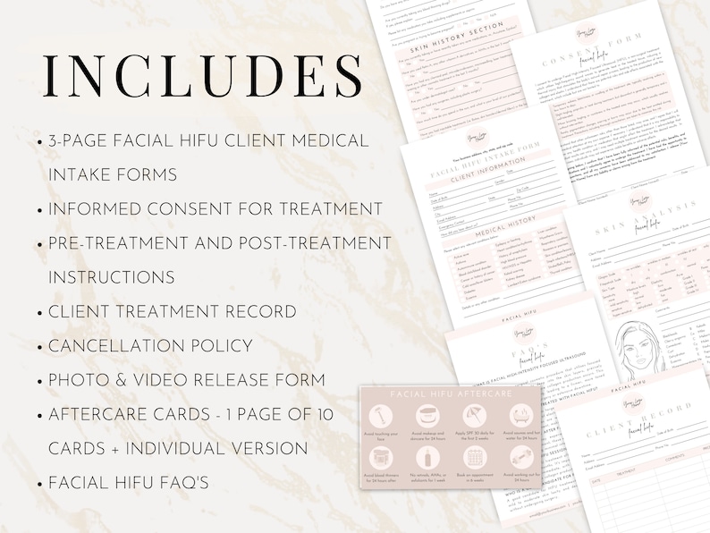 Editable HIFU Consent Intake Form Bundle, Facial High Intensity ...