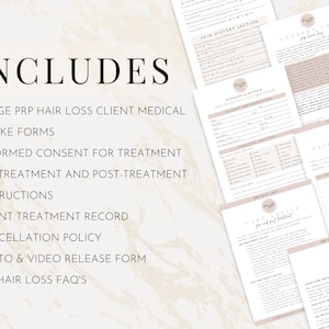 Editable PRP Injection Hair Loss Consent Intake Forms, Platelet Rich ...