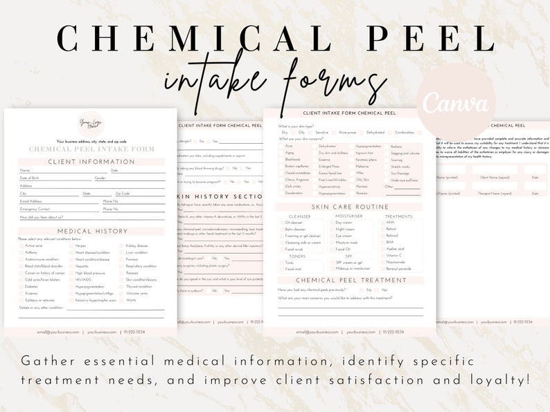 Chemical Peel Consent Forms, Editable Esthetician Template, Chemical ...