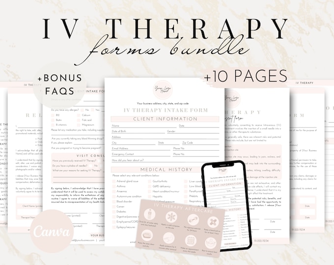 IV Therapy Intake, Consent, and Aftercare Form, Intravenous Therapy ...