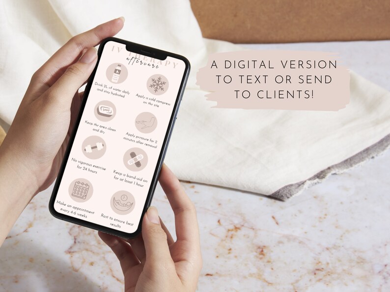 IV Hydration Printable Aftercare Card, Digital Textable IV Therapy Post ...