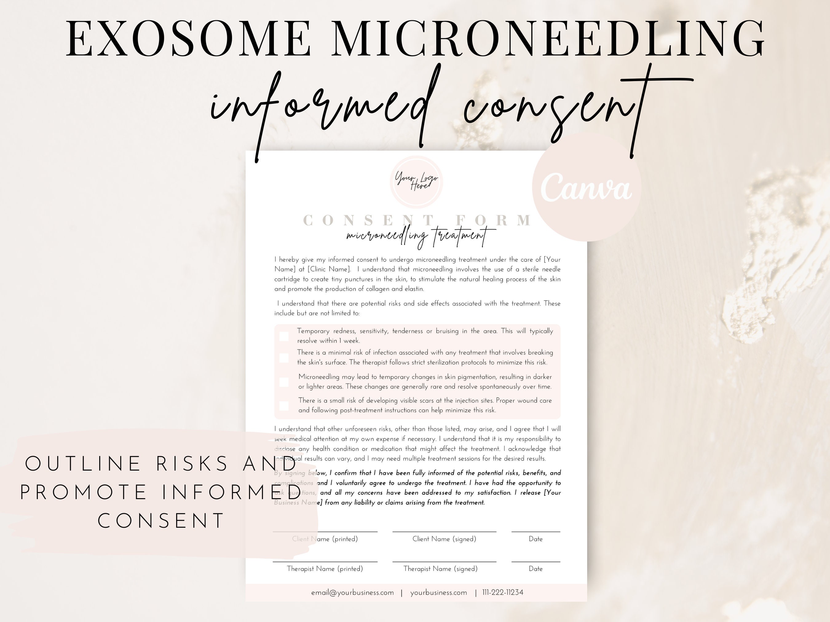 Editable Exosome Facial Microneedling Consent Forms Bundle, Exosome ...