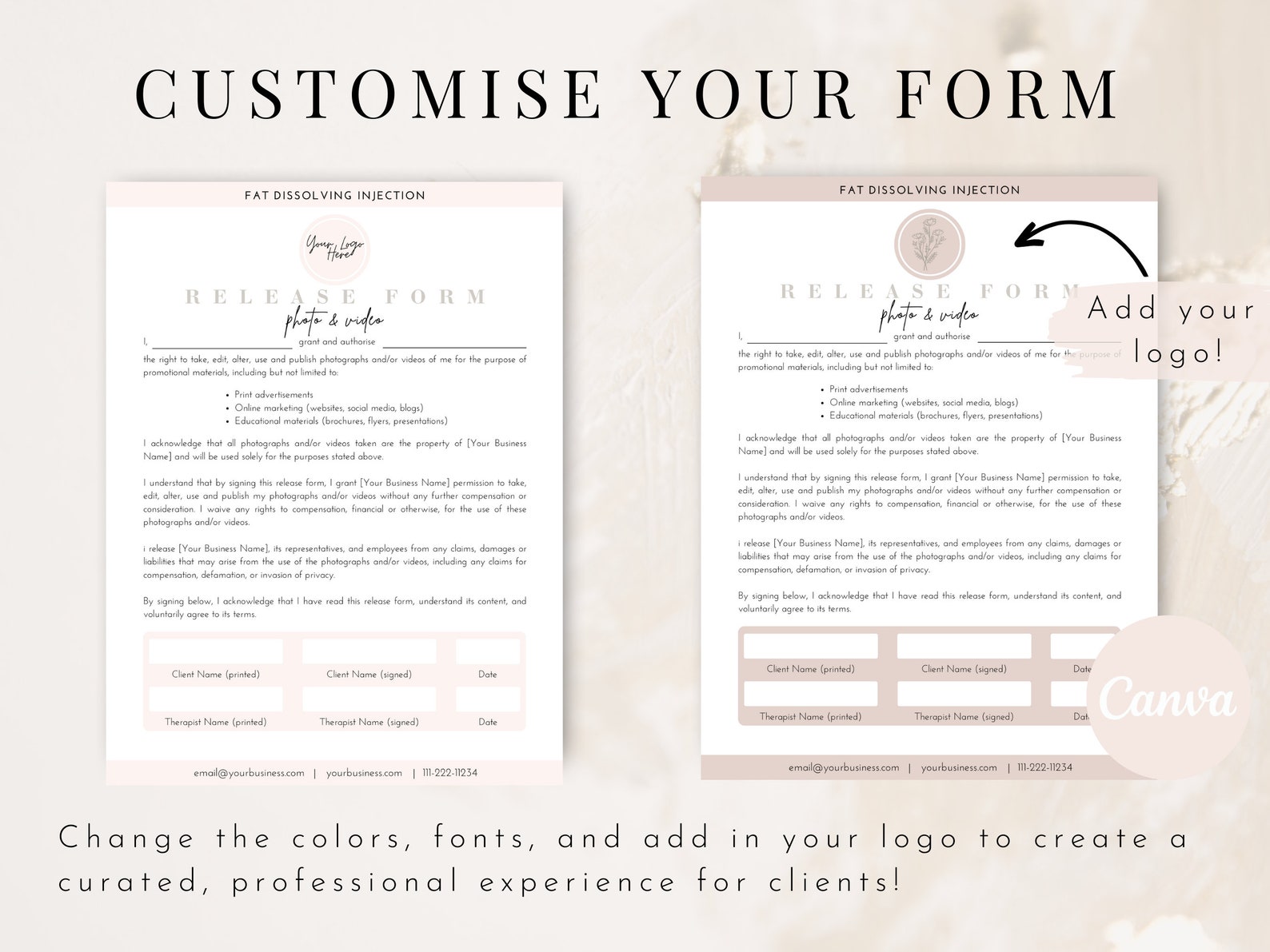 Skin Booster Consent Form Intake Bundle, Editable Facial Fillers ...