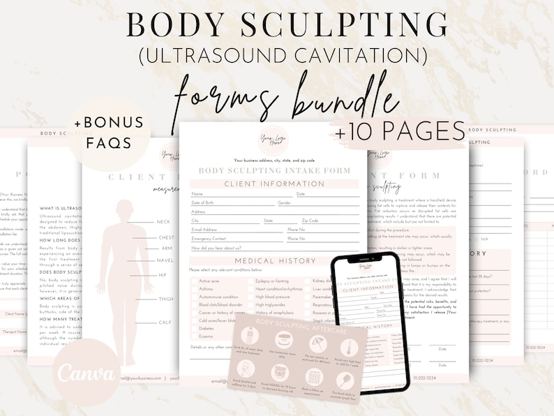 Editable Body Sculpting Ultrasound Cavitation Consent Intake Forms ...